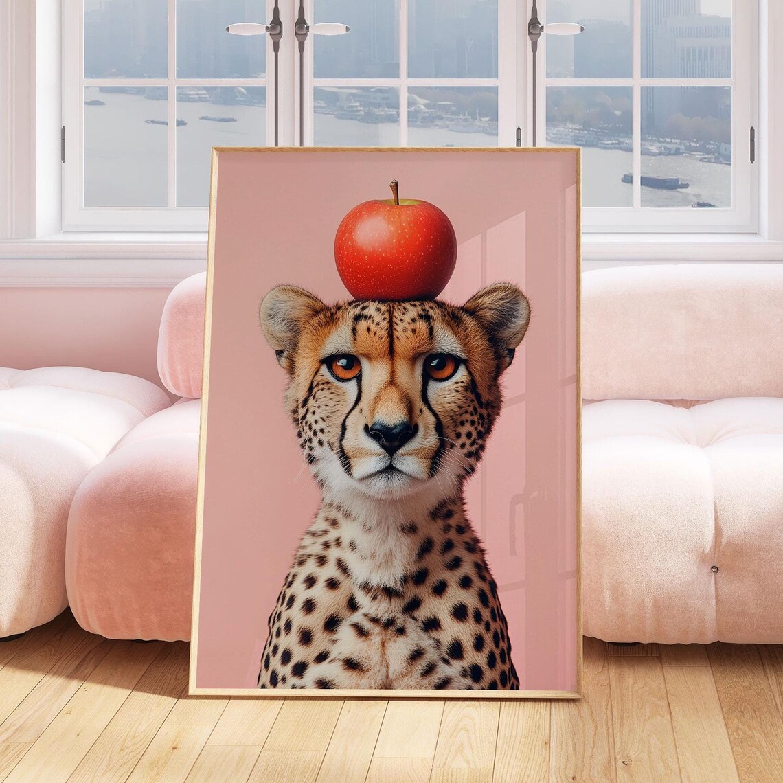 Miluva Cheetah With Apple On Head Poster Preppy Dorm Room Decor Leopard ...
