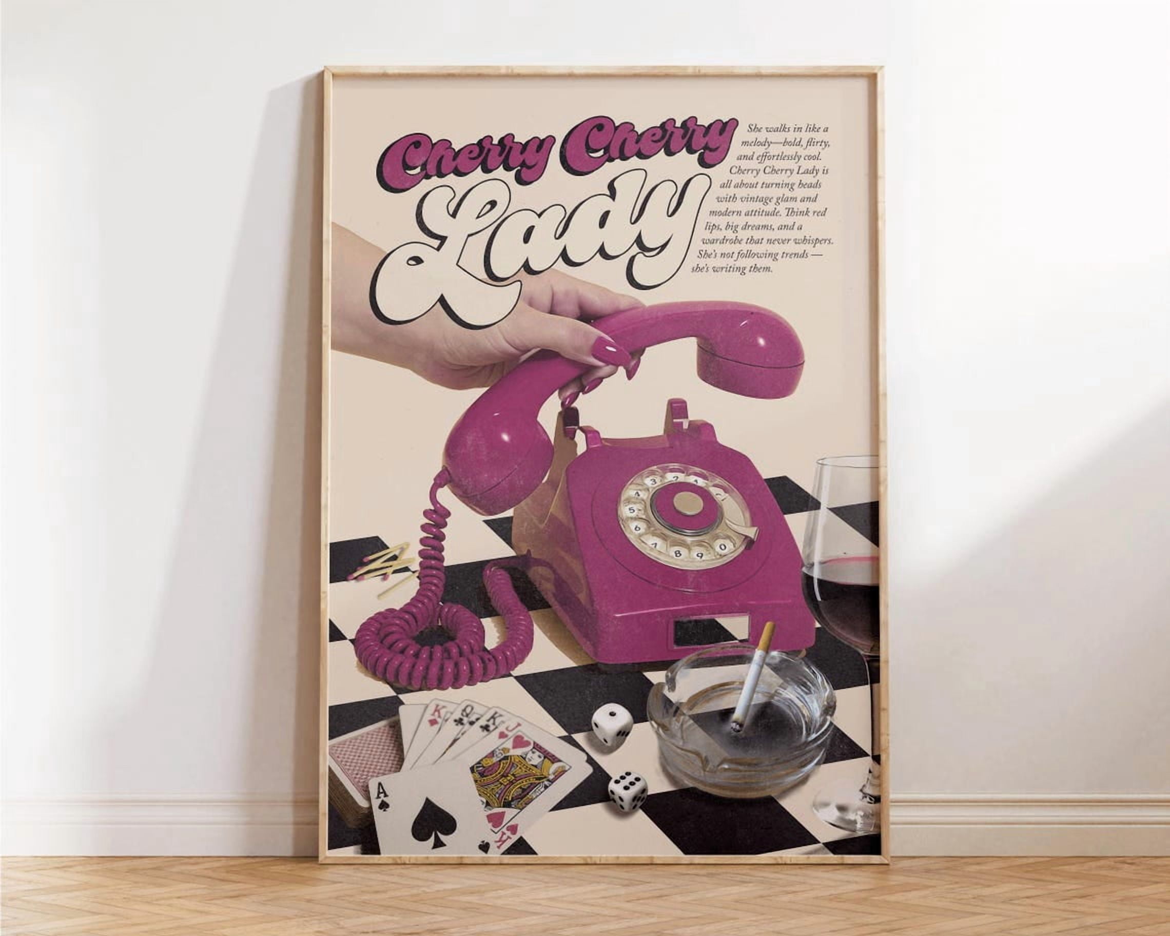 Miluva Cherry Lady Print - Girly Wall Art - Trendy Preppy Decor ...
