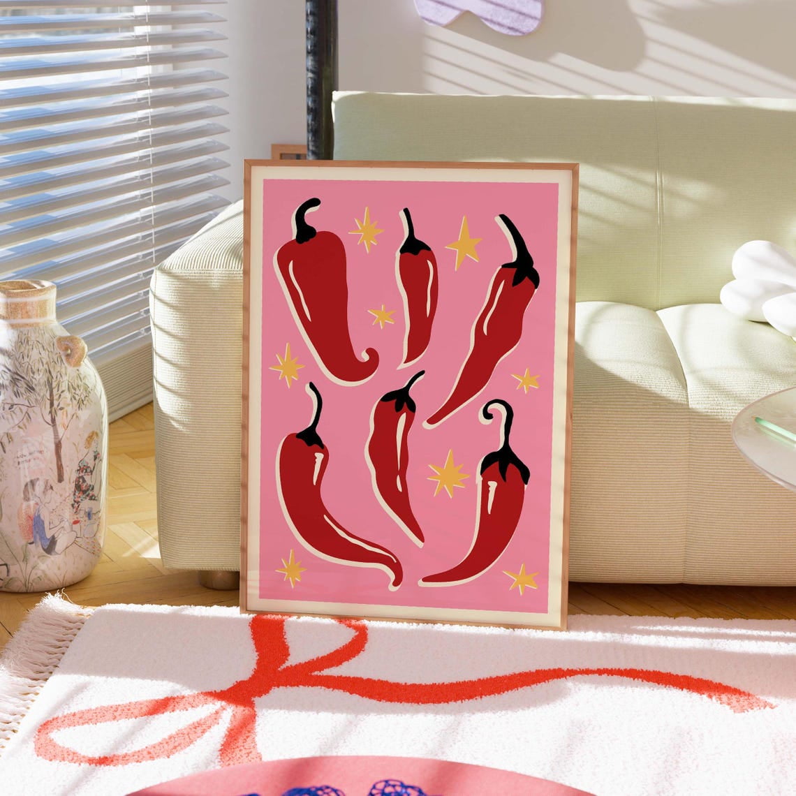 Miluva Chilli Pepper Poster, Abstract Food Print, Hot Chilli Art Print ...
