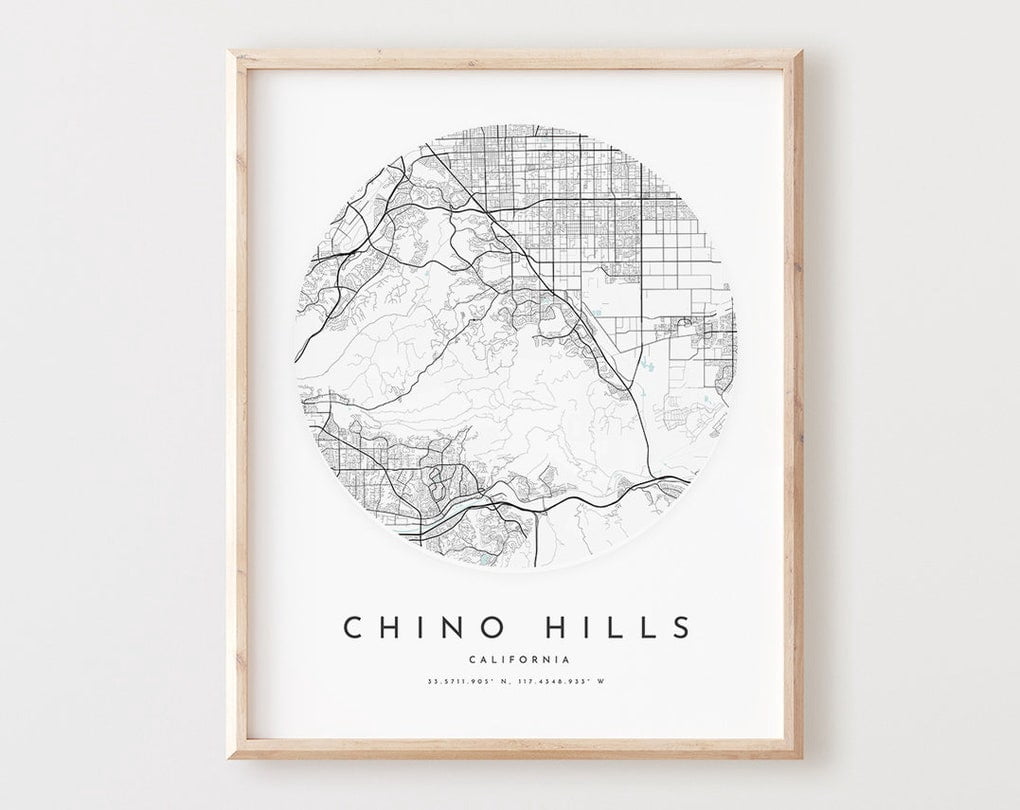 Miluva Chino Hills Map Print, Chino Hills Map Poster City Wall Art, Ca ...