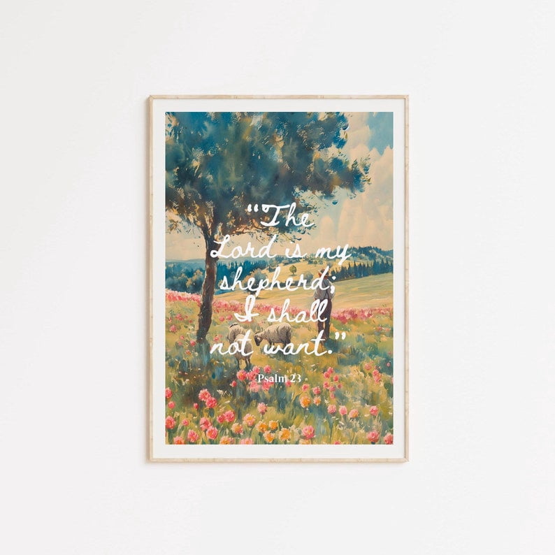Miluva Christian Wall Art Print, Bible Verse Wall Art, Psalm 23 Wall ...