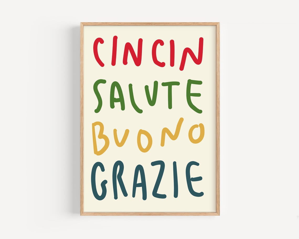 Miluva Cin Cin Salute Italian Wall Art - Vibrant , Kitchen & Dining ...