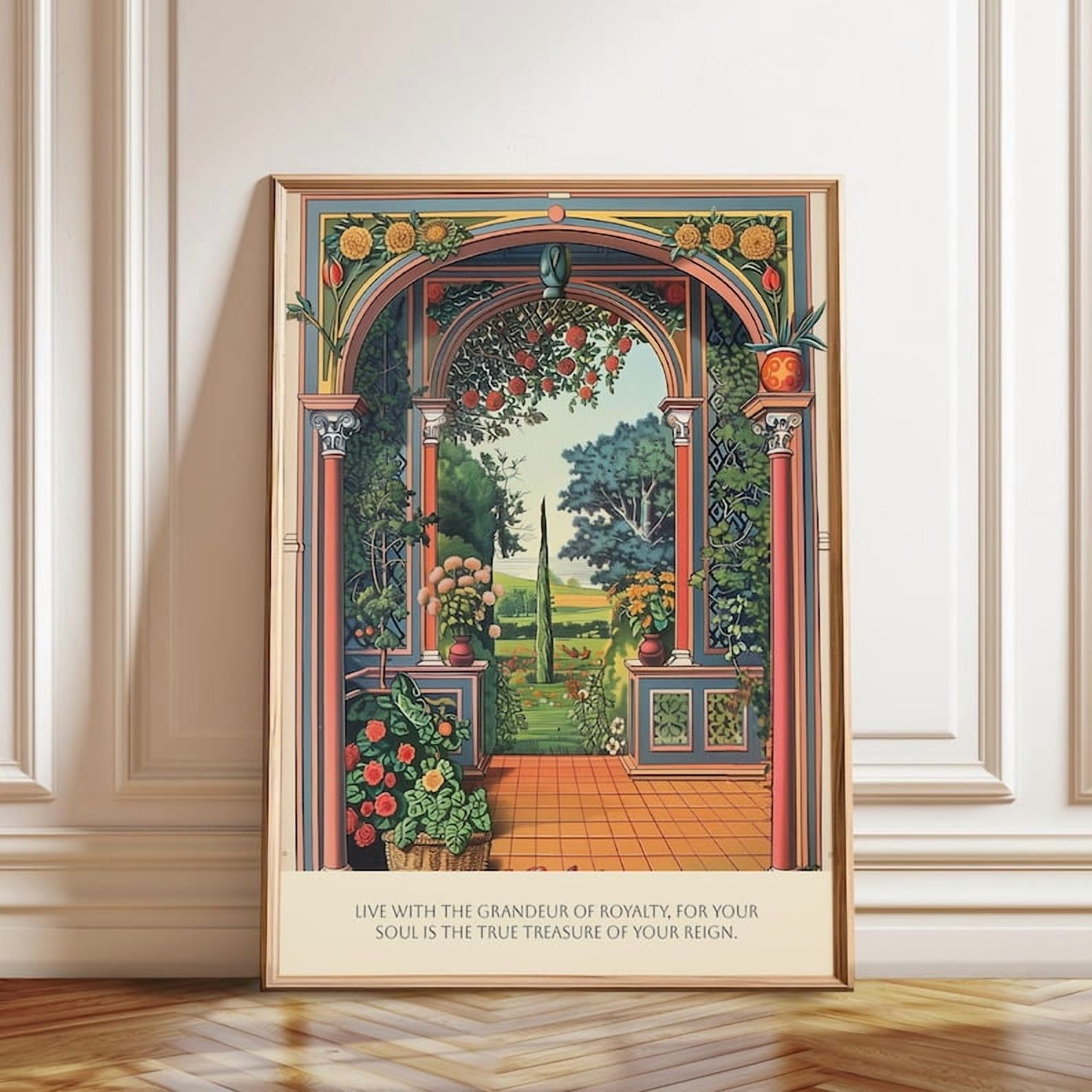 Miluva Classic European Garden Wall Art - Regal Garden View Art Print ...