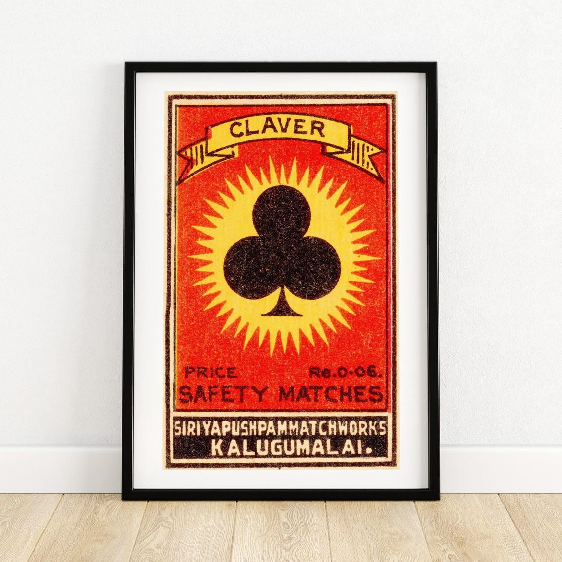 Miluva Claver Safety Matches Art Print Vintage Matchbox Label Design ...