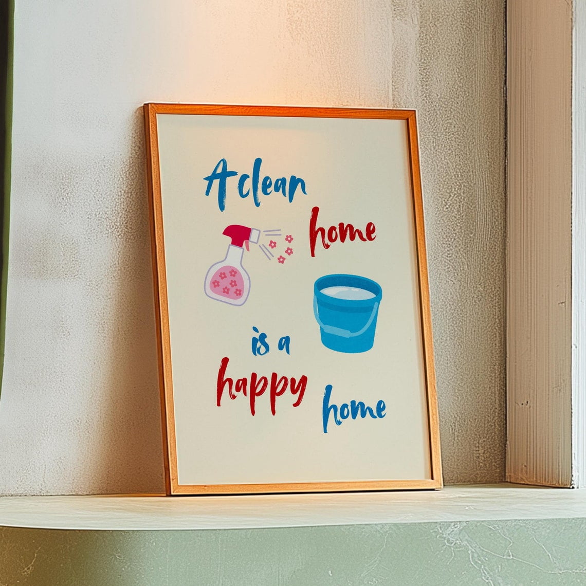 Miluva Clean Home Quote Wall Art - Motivational Cleaning Decor, Happy ...