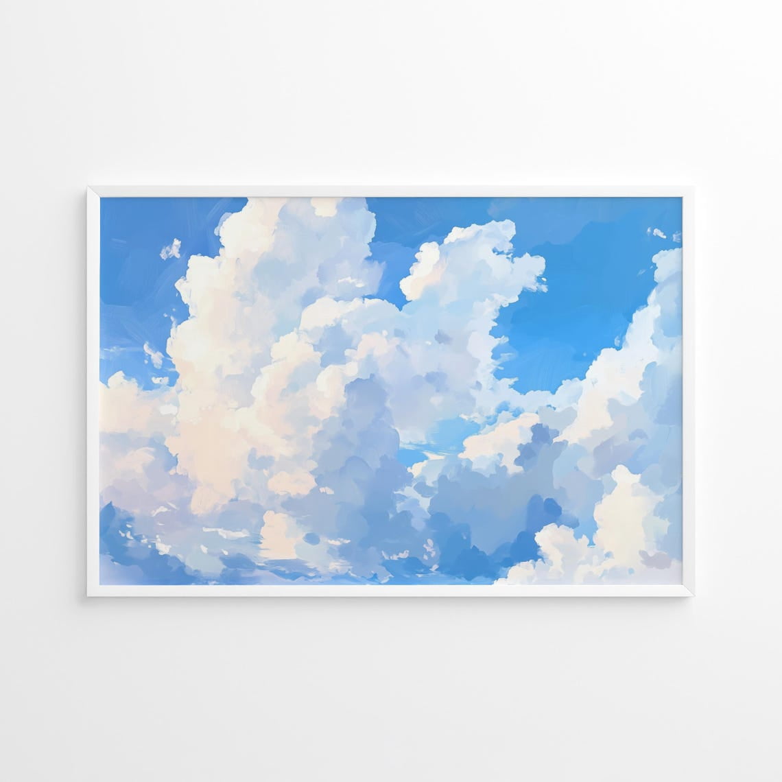 Miluva Clouds Poster, Blue Sky Art Print, Whimsical Pastel Poster Print ...