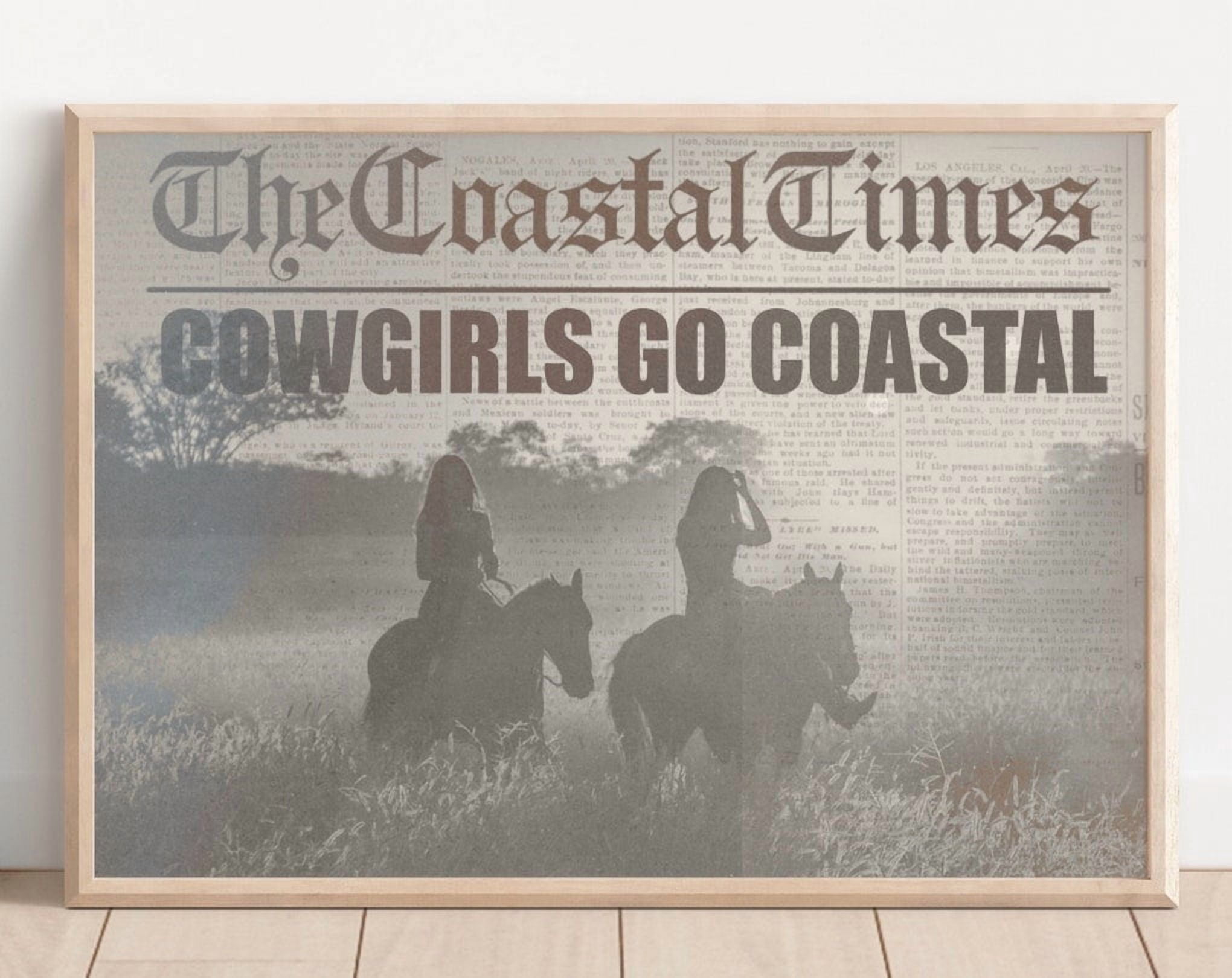 Miluva Coastal Cowgirl Decor Newspaper Print Western Wall Art Surfs Up ...