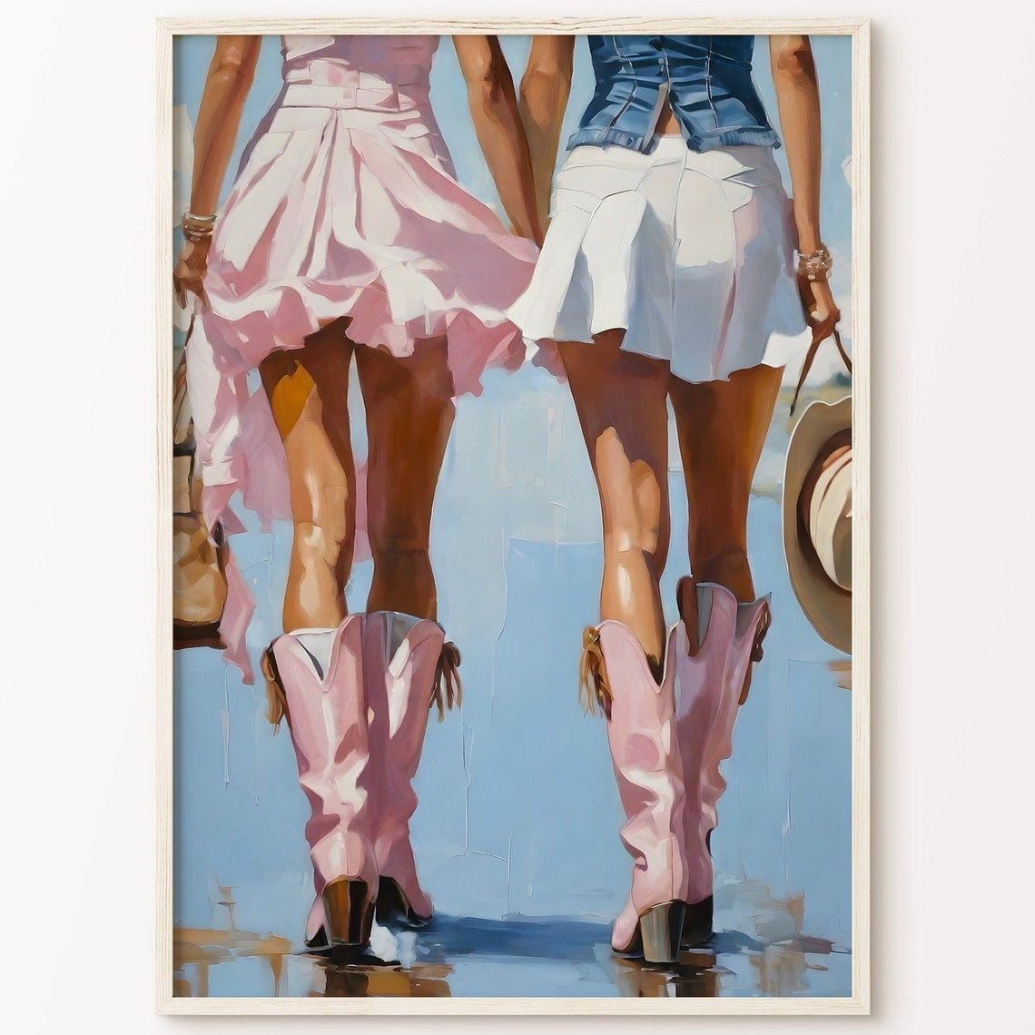 Miluva Coastal Cowgirl Print, Girly Preppy Blue And Pink Cowboy Boots ...
