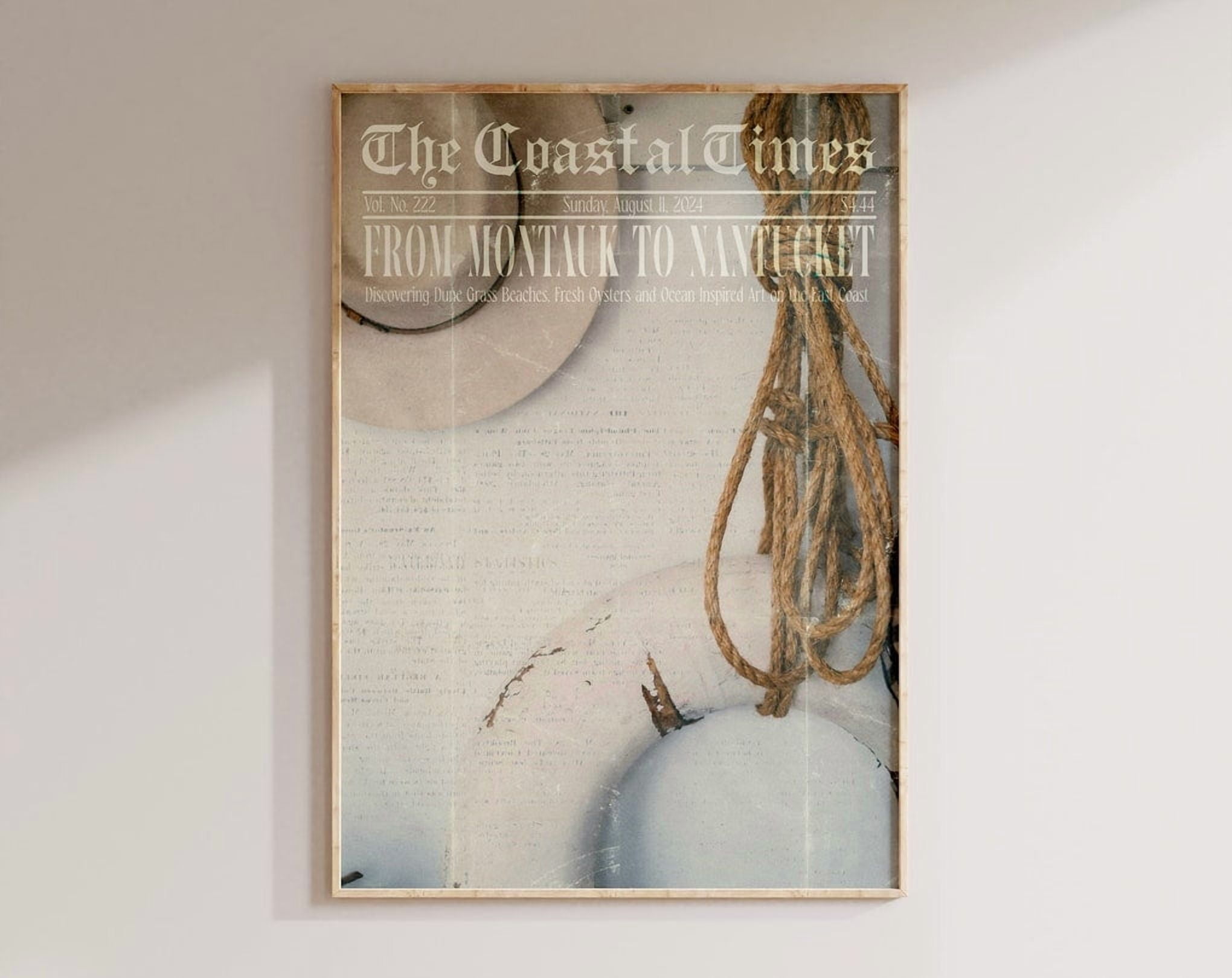 Miluva Coastal Granddaughter Room Decor Newspaper Print Beachy Wall Art ...