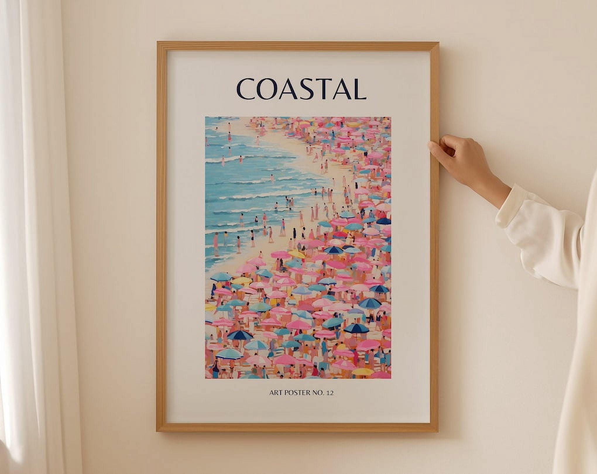 Miluva Coastal Pink Ocean Print - Wall Art For Beach House Decor Framed ...