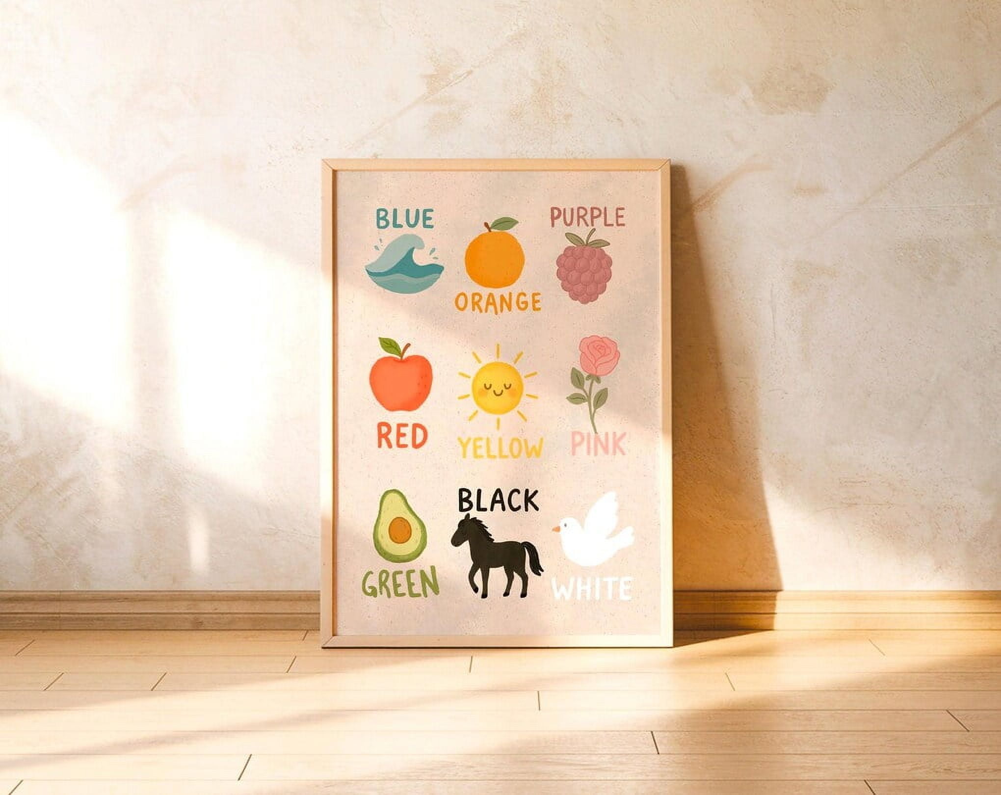 Miluva Color Learning Poster For Kids Room Educational Wall Art Toddler ...