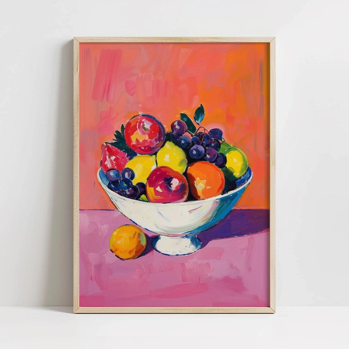 Miluva Colorful Bowl Of Fruit Wall Art, Abstract Fruit Bowl Still Life ...