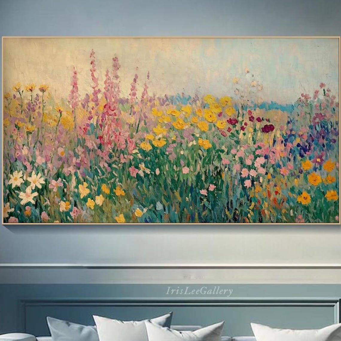 Miluva Colorful Floral On Textured Pastel Color Flower Wall Art Summer ...