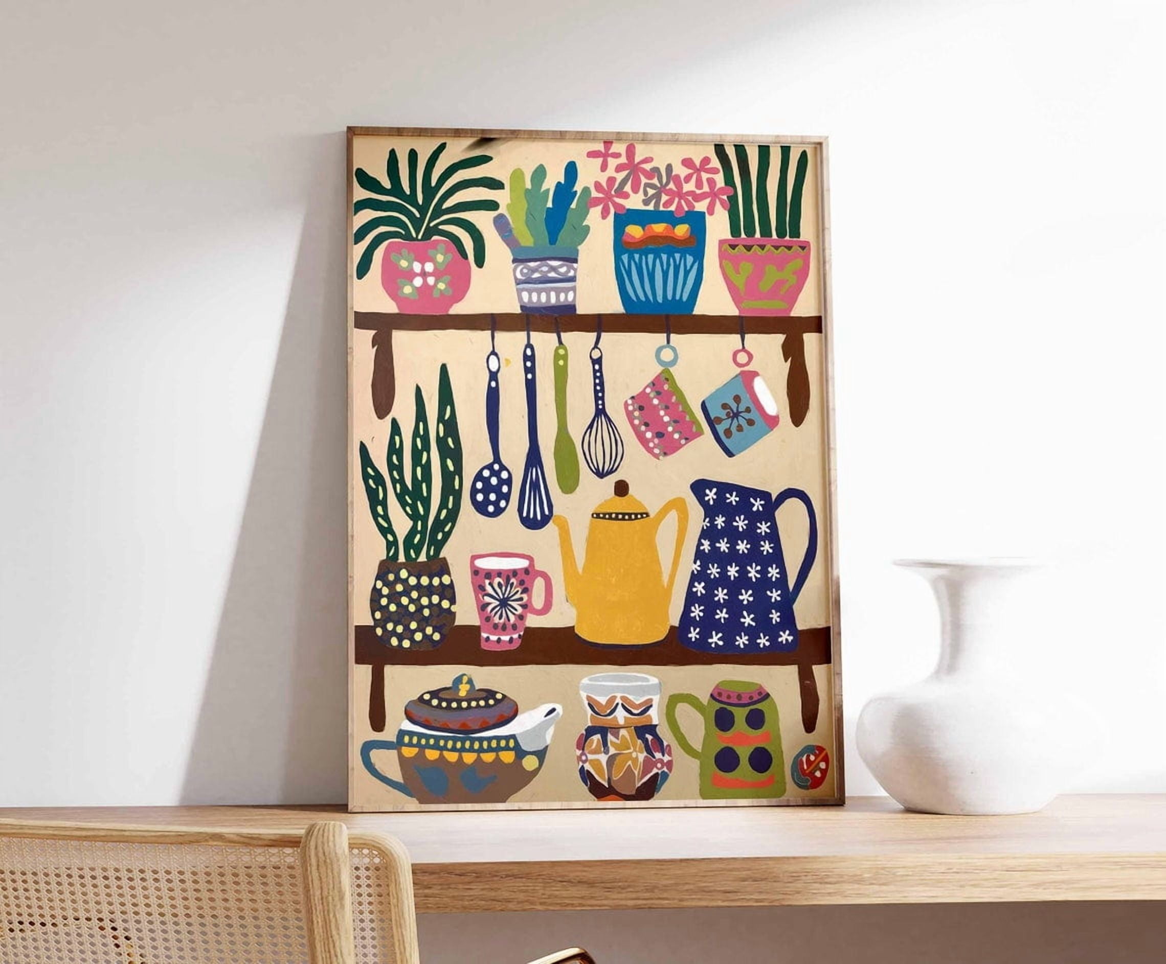 Miluva Colorful Kitchen Wall Art, Kitchen Decor, Floral Poster, Boho ...