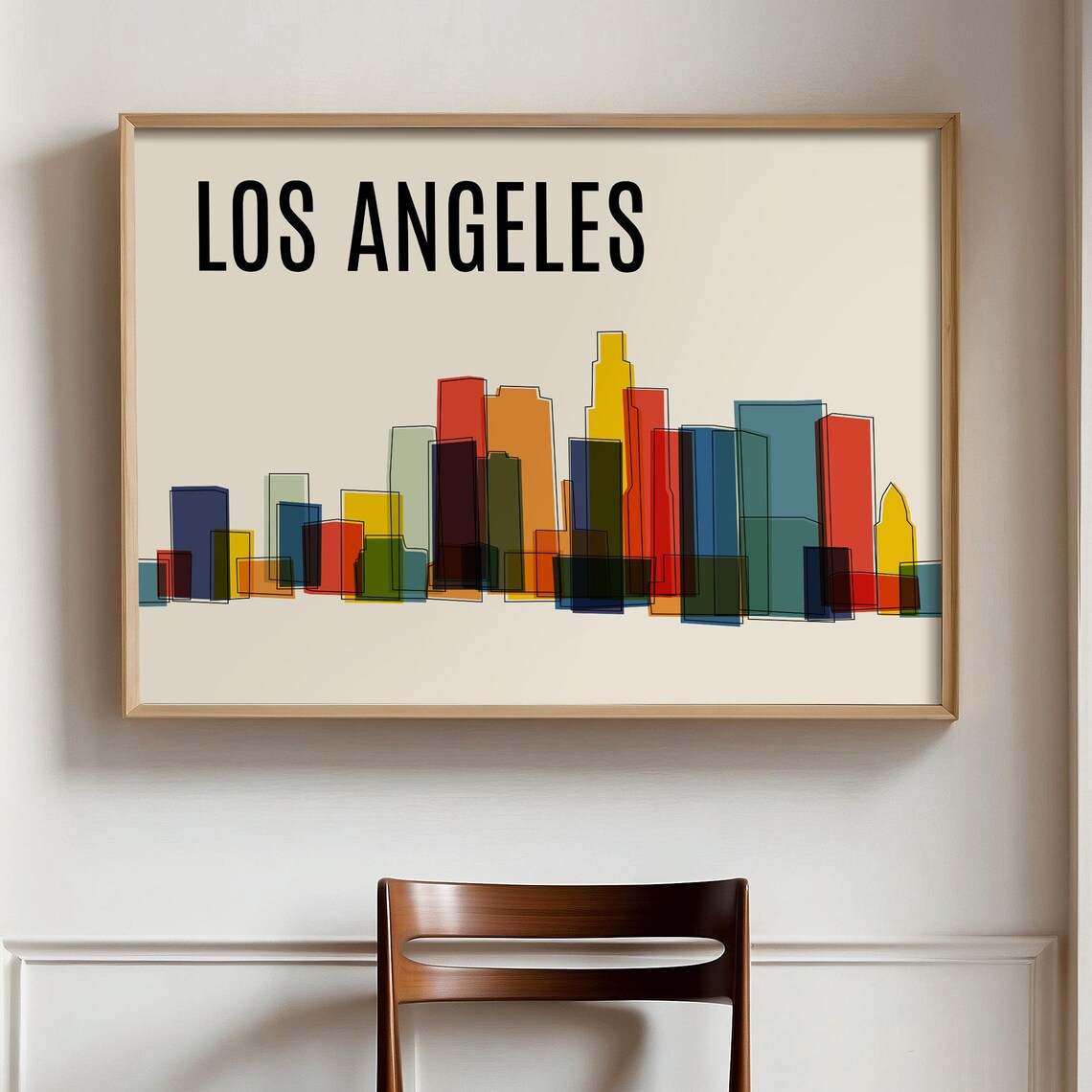 Miluva Colorful Los Angeles Wall Art Cityscape Digital Art Print Decor ...