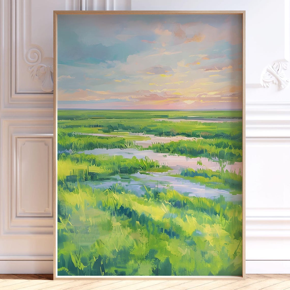 Miluva Colorful Marsh Sunset Landscape , South Carolina Pastel Marsh ...
