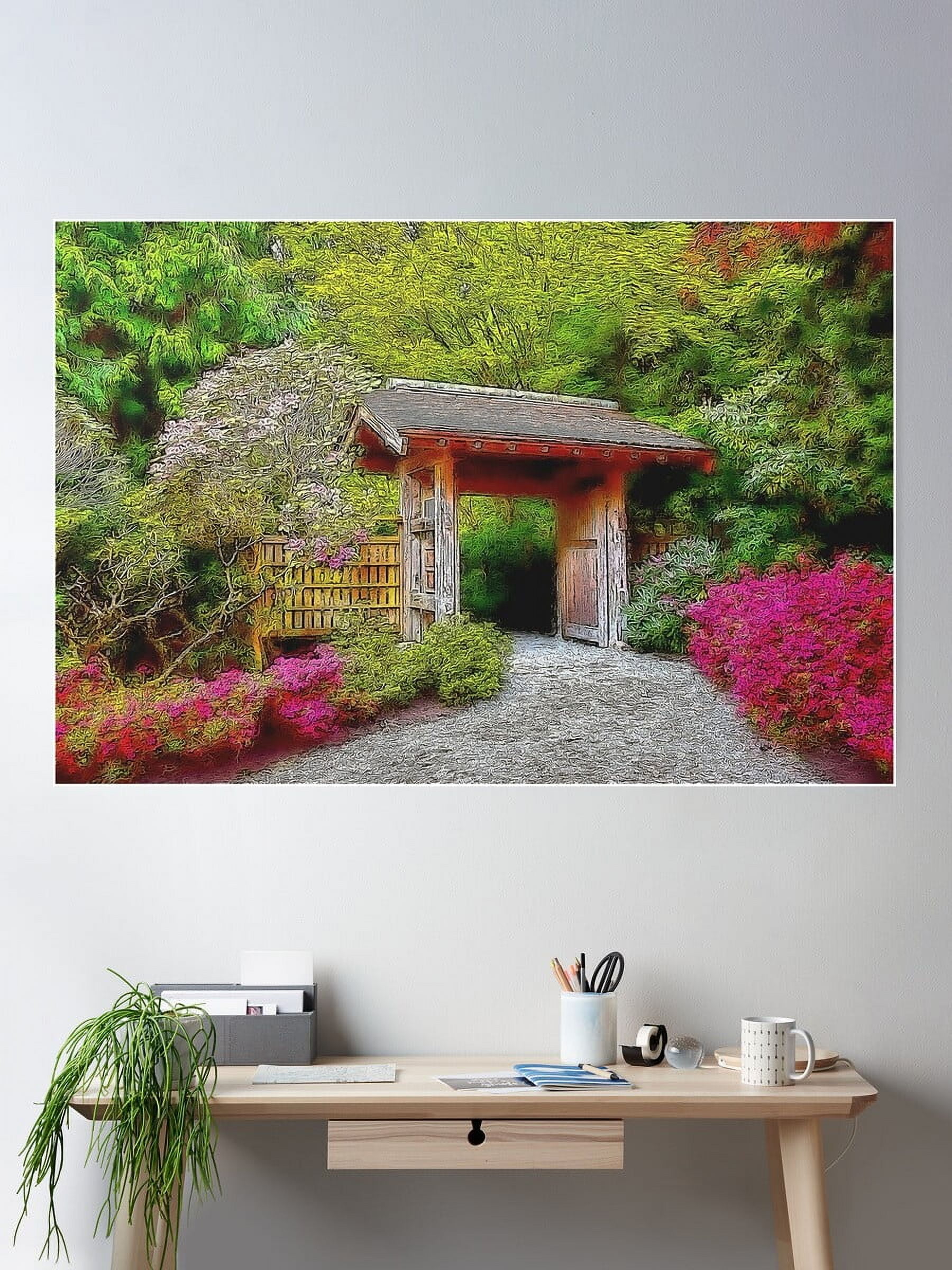 Miluva Colorful Spring Shrubs At Yao Japanese Garden Gateway Poster ...