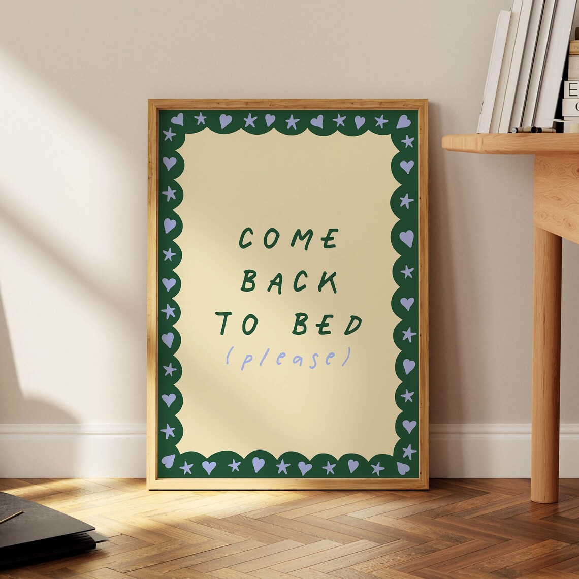 Miluva Come Back To Bed, Goodnight Poster, Handdrawn Bedroom Wall Art ...