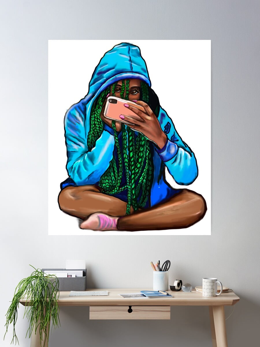 Miluva Cool Edgy Girl Wearing Hoodie With Green Braids And Camera Phone ...