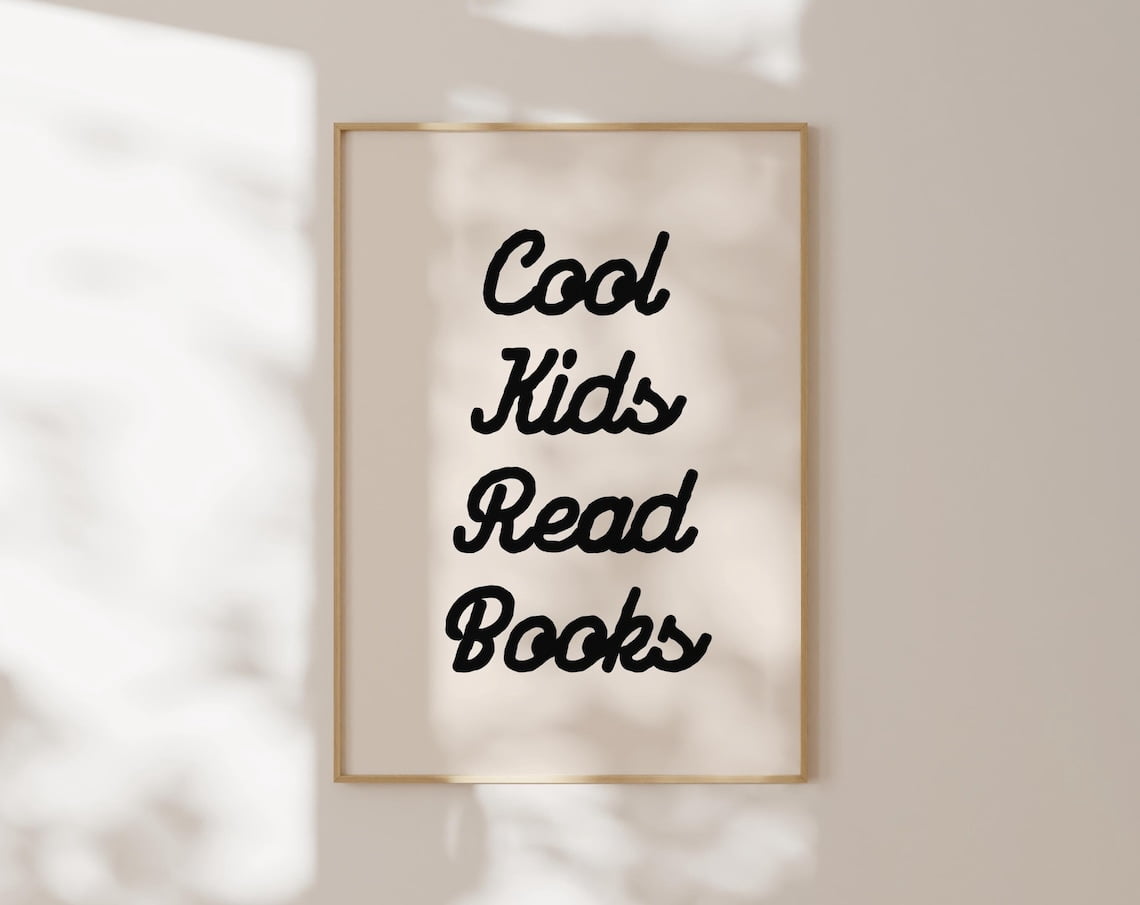 Miluva Cool Kids Read Books Printable, Kids Reading Book, Playroom Wall ...