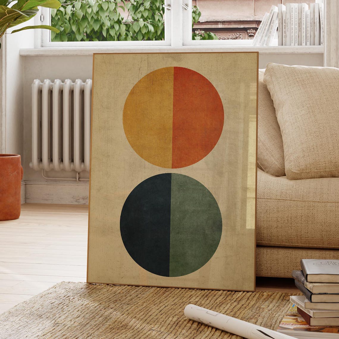 Miluva Cool Vintage Circle Print - Mid Century Modern Digital Wall Art ...