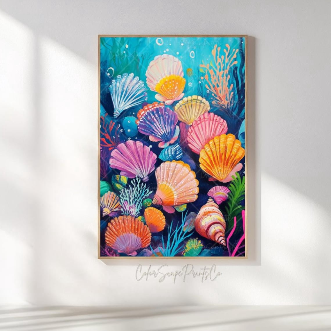 Miluva Coral Reef Art Colorful Seashell Underwater Print Vibrant Ocean ...