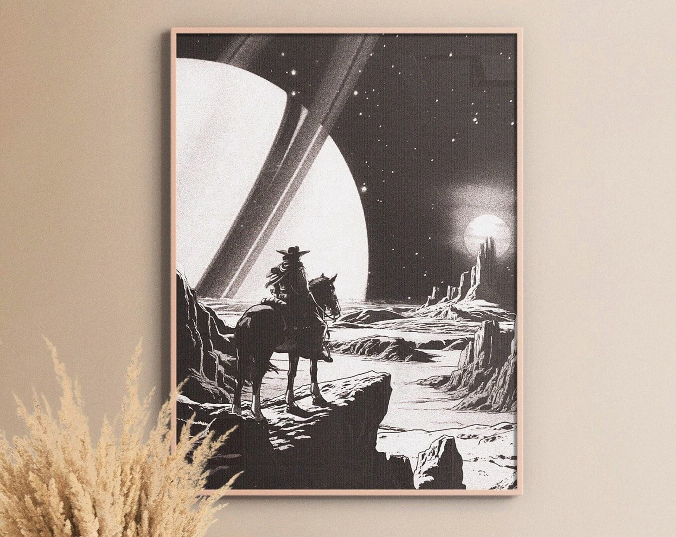 Miluva Cosmic Cowboy Retro Futurism Vintage Cowboy Scifi Western Art ...
