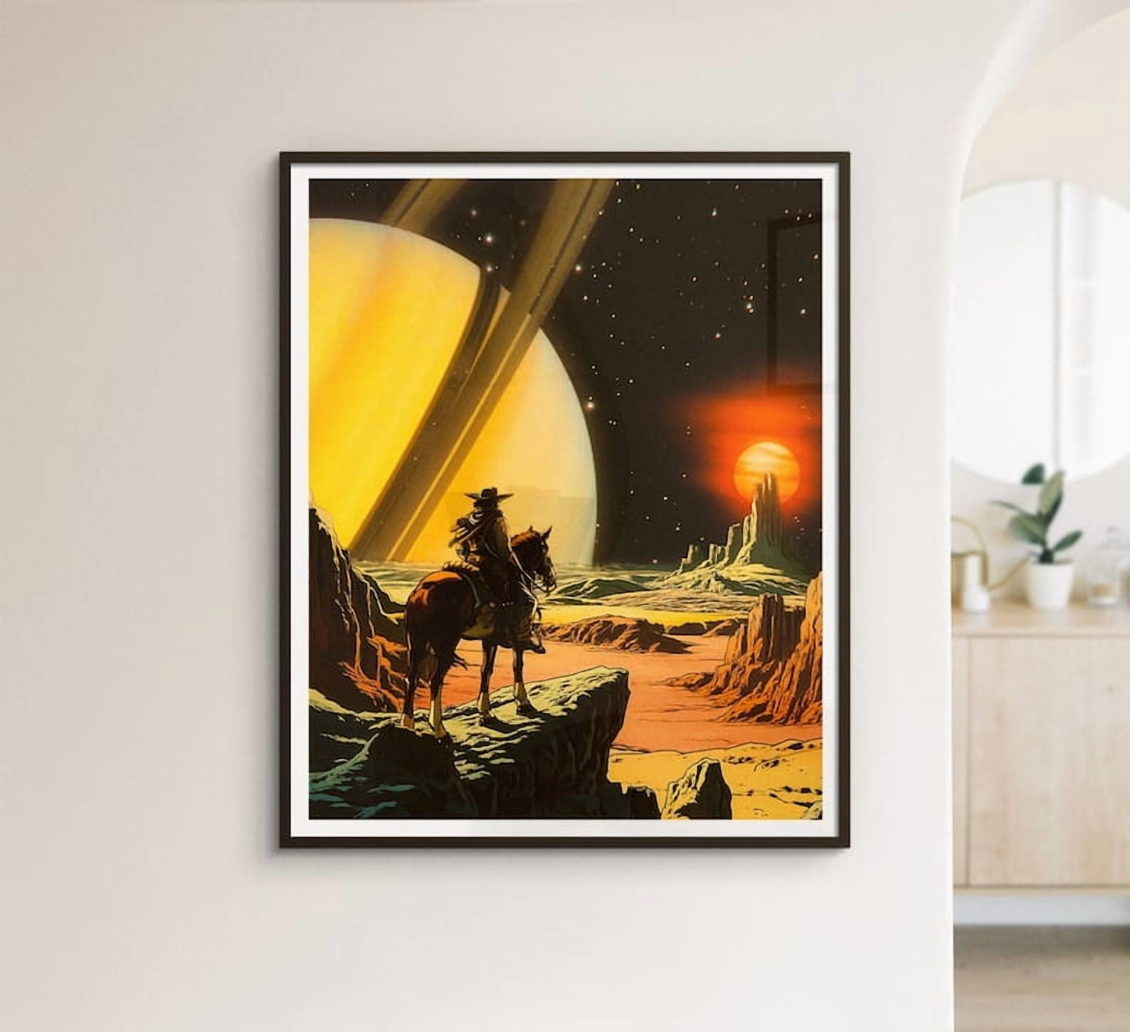 Miluva Cosmic Cowboy Retro Futuristic Art Space Art Vintage Western Sci ...