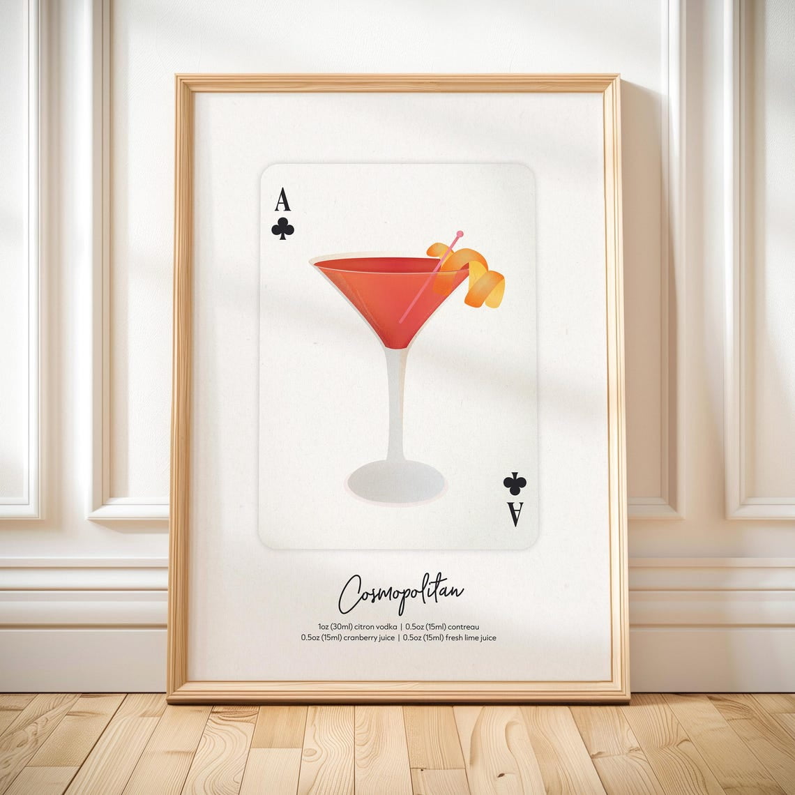 Miluva Cosmopolitan Poster Playing Card Art Printable Cocktail Recipe ...