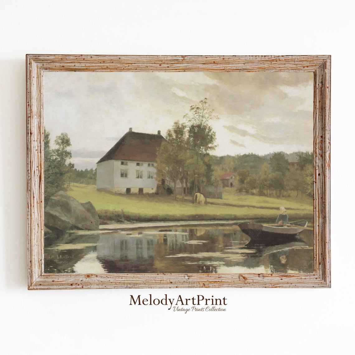 Miluva Cottage Vintage Print Muted Lake Art Prints Vintage Wall Art ...