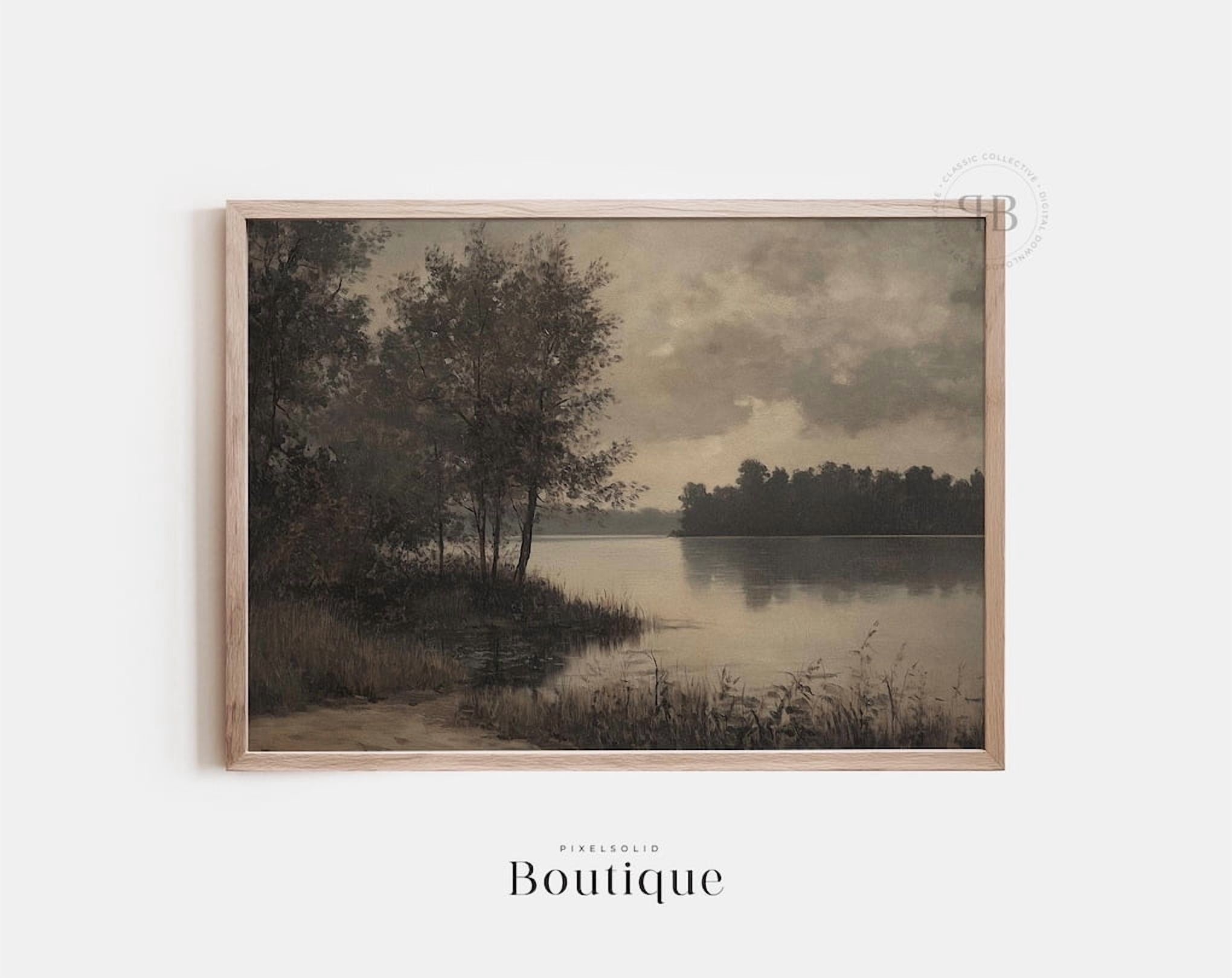 Miluva Country Lakeside Landscape Print, Able Wall Art, Moody Forest ...