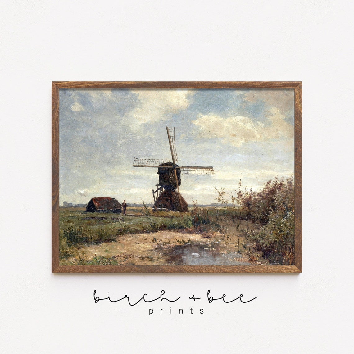 Miluva Country Scene Vintage Landscape Print Windmill Farmhouse Decor ...