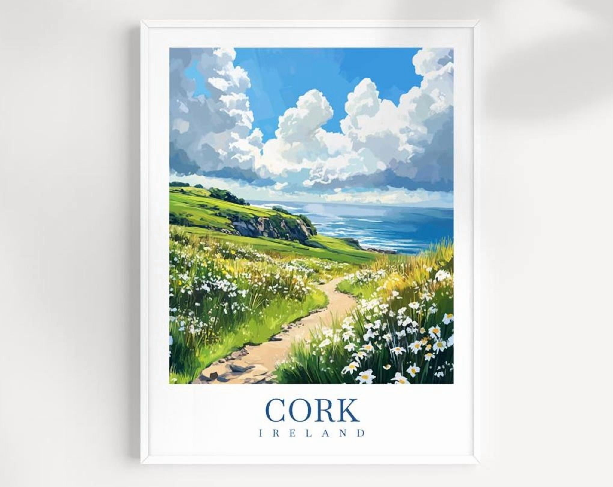 Miluva County Cork Ireland Travel Print Wall Art Illustrated Irish ...