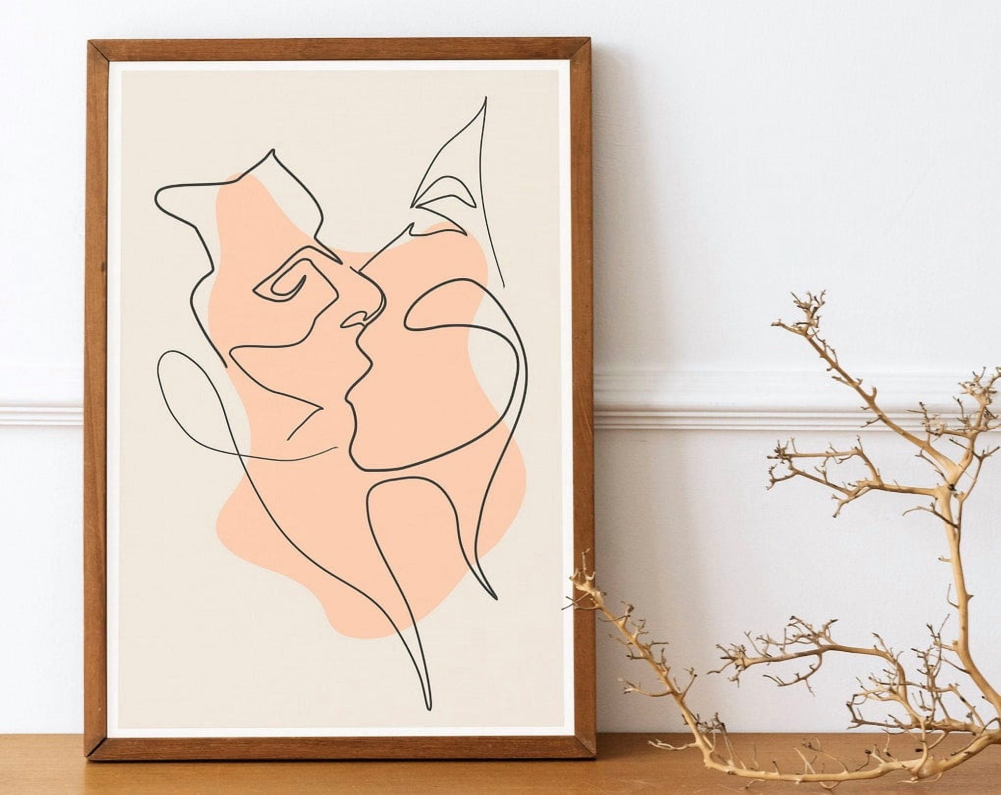 Miluva Couple One Line Drawing, Abstract Couple Line Art, Kiss Line ...