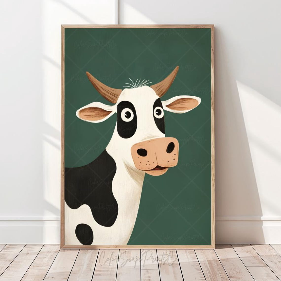 Miluva Cow Wall Art Black And White Cow Print Cute Farm Animal ...