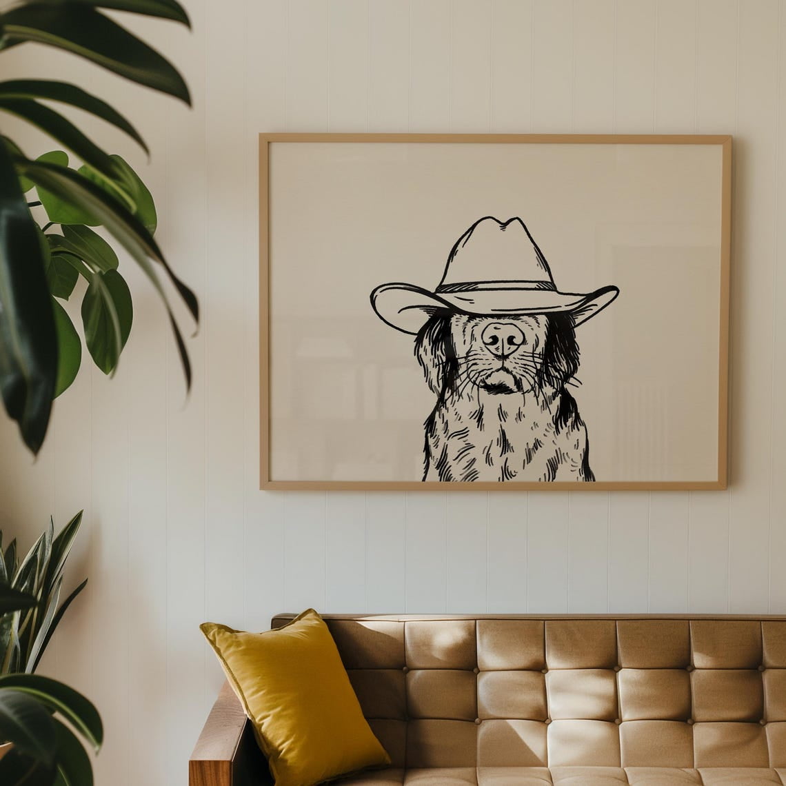 Miluva Cowboy Dog Art Print Western Art Print Vintage Art Black Wall ...
