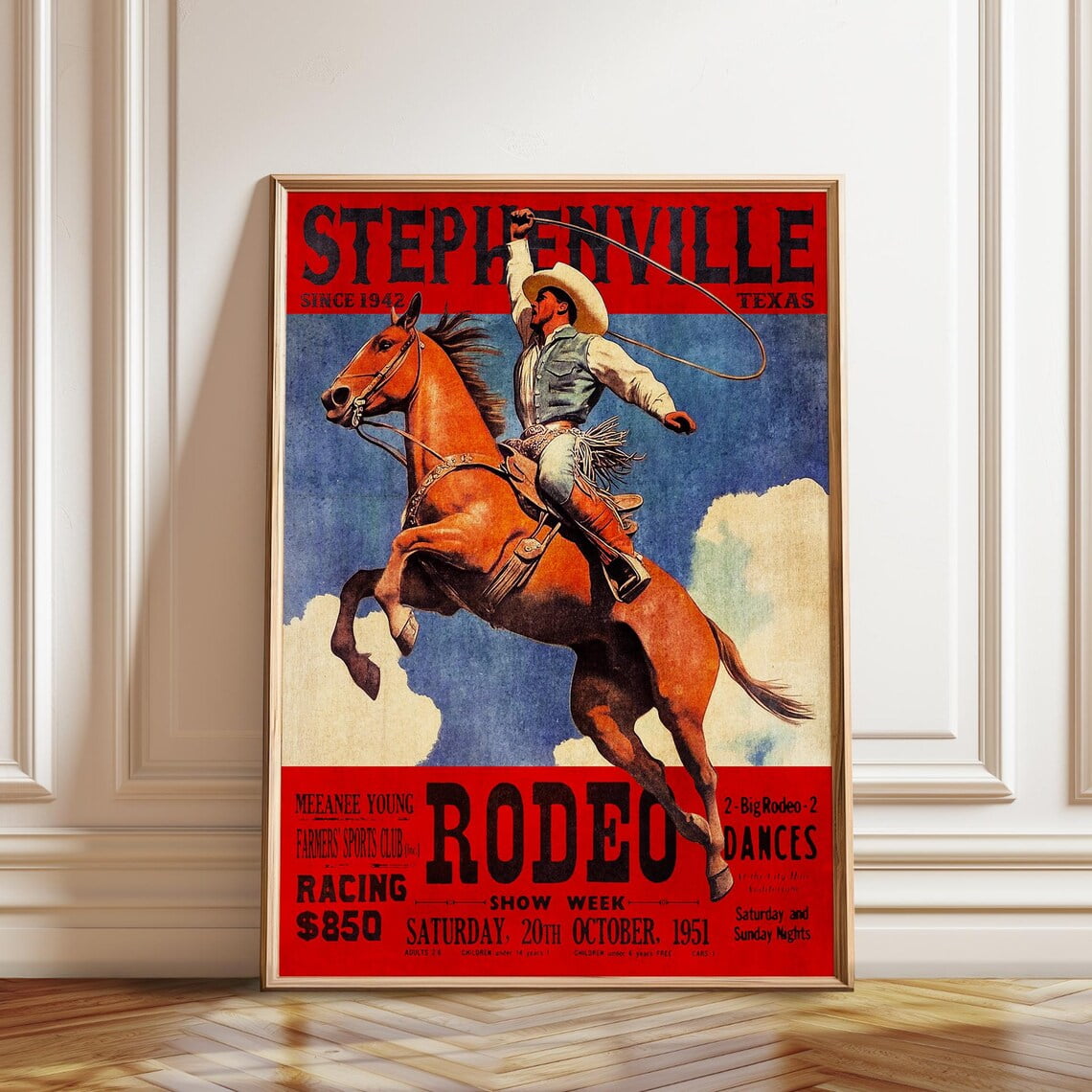 Miluva Cowboy And Horse Wall Art Western Rodeo Event Art Wall Decor ...