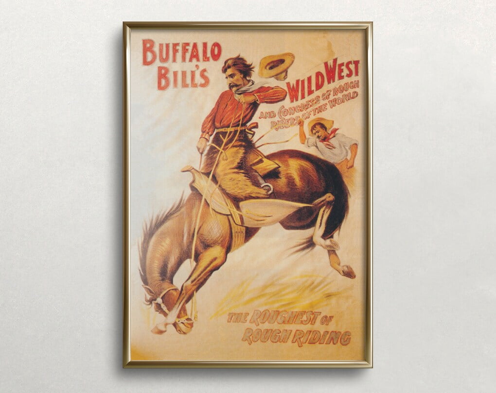Miluva Cowboy Print, Buffalo Bill Print, Rodeo Show Poster, Horse Print ...