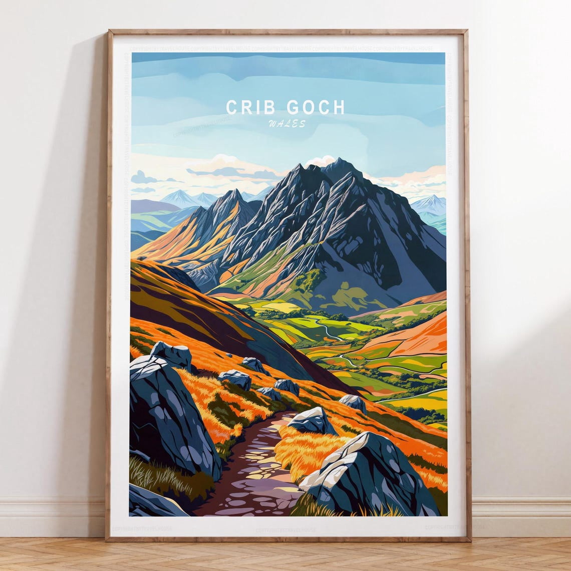 Miluva Crib Goch Mountain Travel Poster, Crib Goch Wales Wall Art Print ...