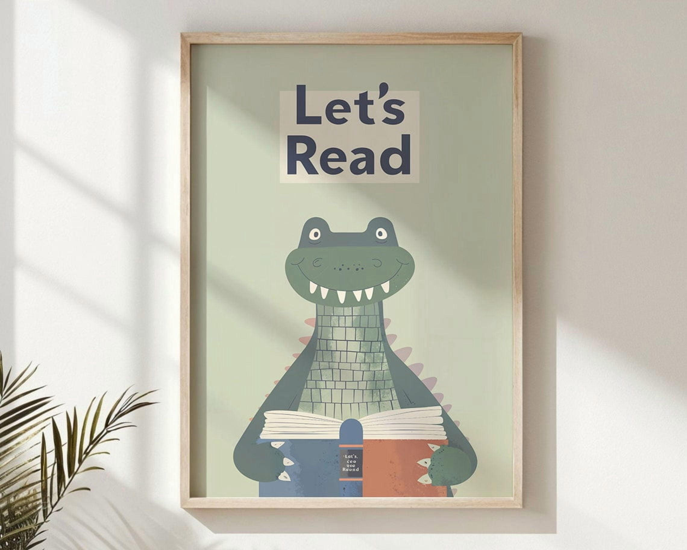 Miluva Crocodile Reading Print, Nursery Wall Art, Kids Educational ...