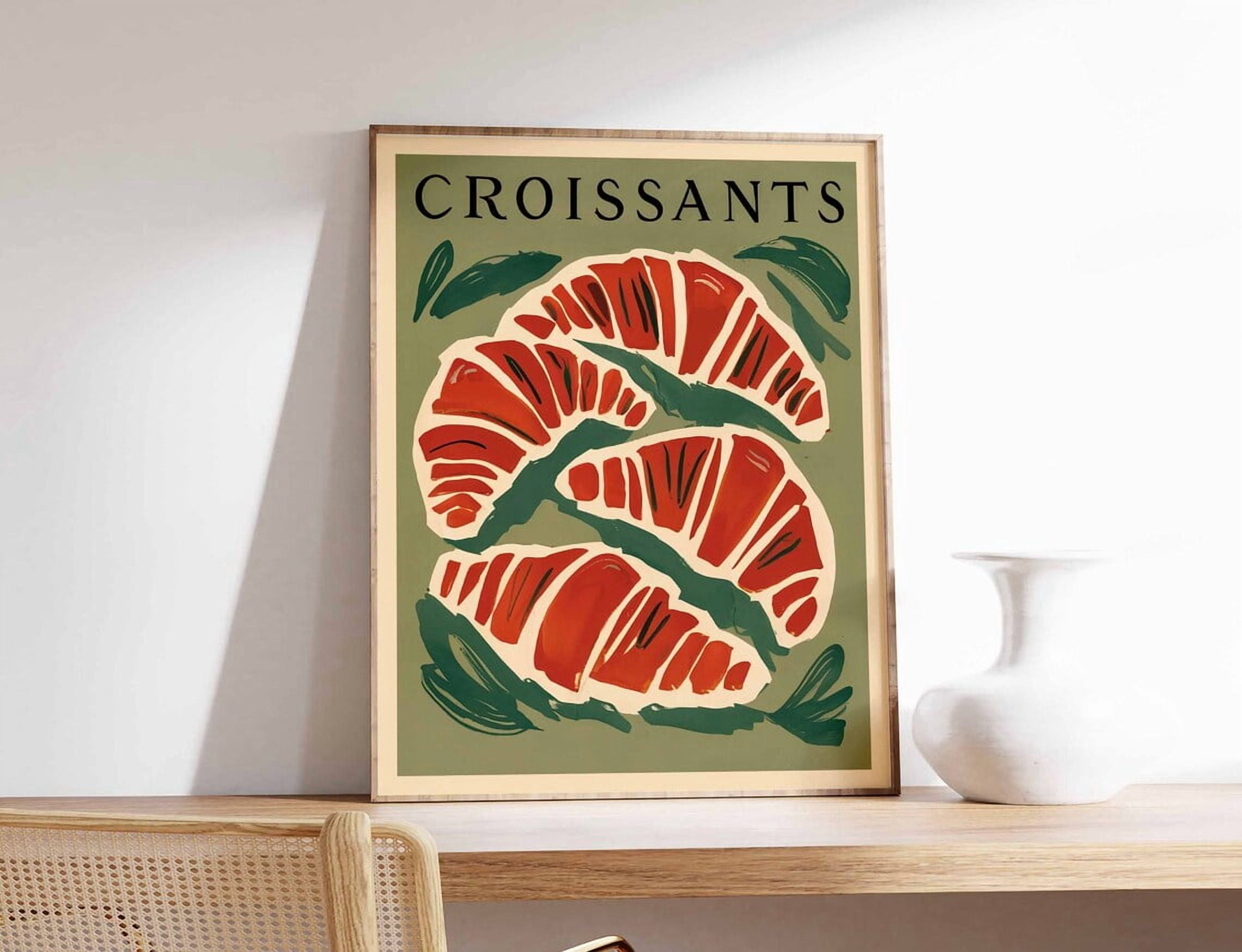 Miluva Croissants Poster, Baking Art, French Cafe Decor, Kitchen Decor ...