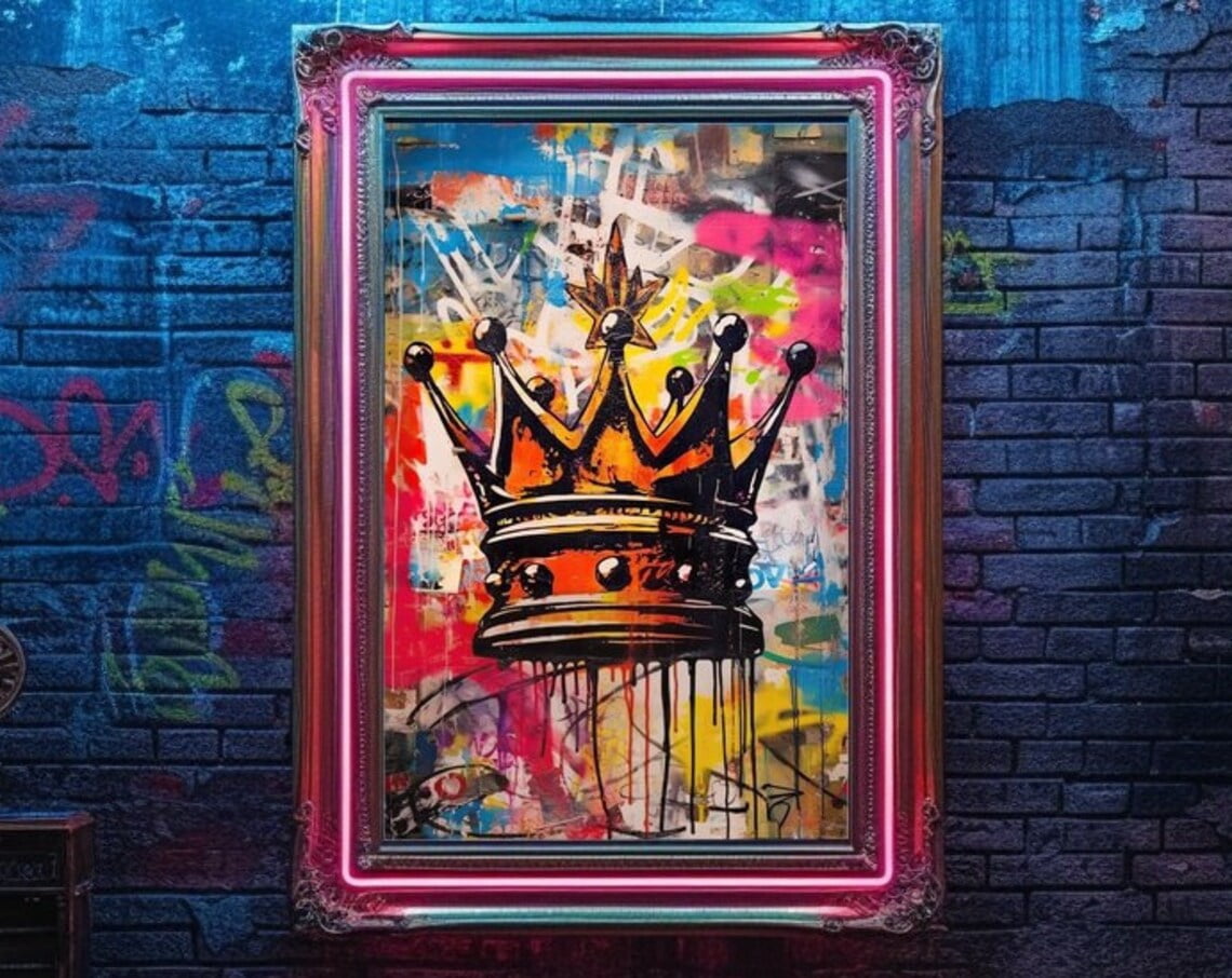 Miluva Crown Graffiti Wall Art, , Abstract Royal Crown Graffiti Art ...