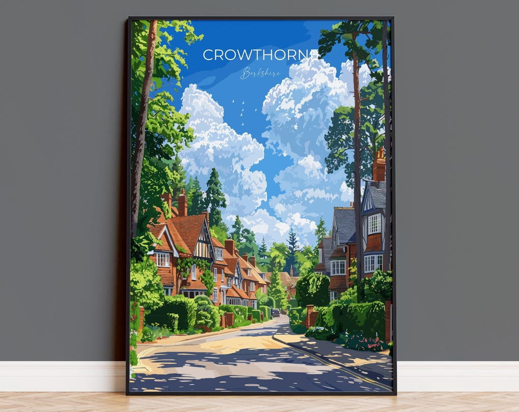 Miluva Crowthorne Travel Poster, Travel Print Of Crowthorne, Berkshire ...