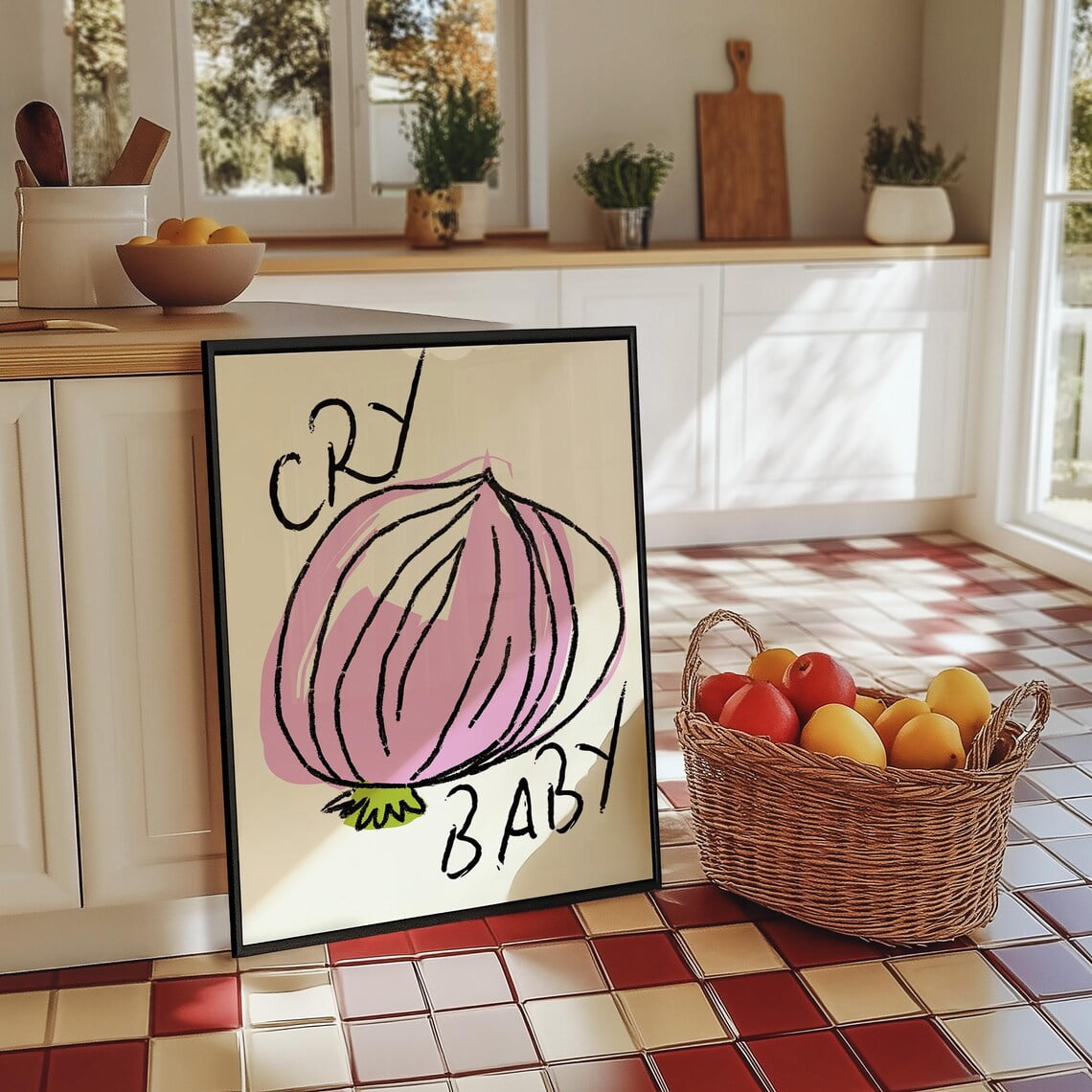 Miluva Cry Baby Onion Printable Poster Aesthetic Kitchen Decor Retro ...