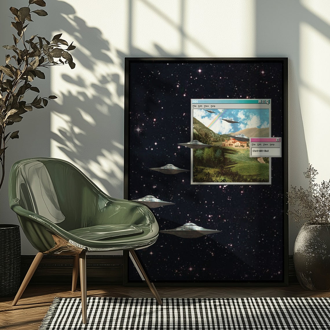 Miluva Ctrl+Alt+Del (Ufo Window) Art Print Sci-Fi Retro Windows ...