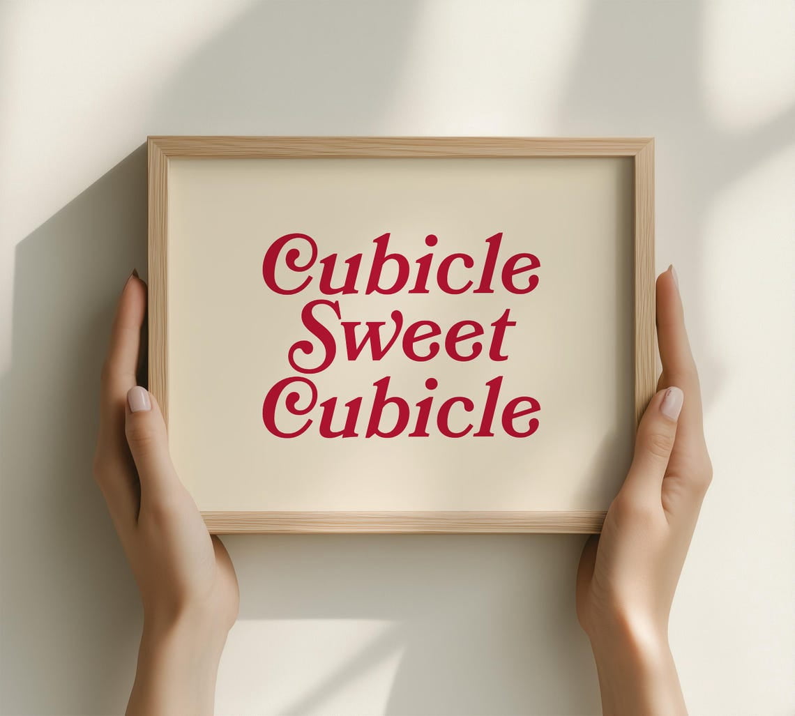 Miluva Cubicle Sweet Cubicle Art Print, Printable Retro Office Decor ...