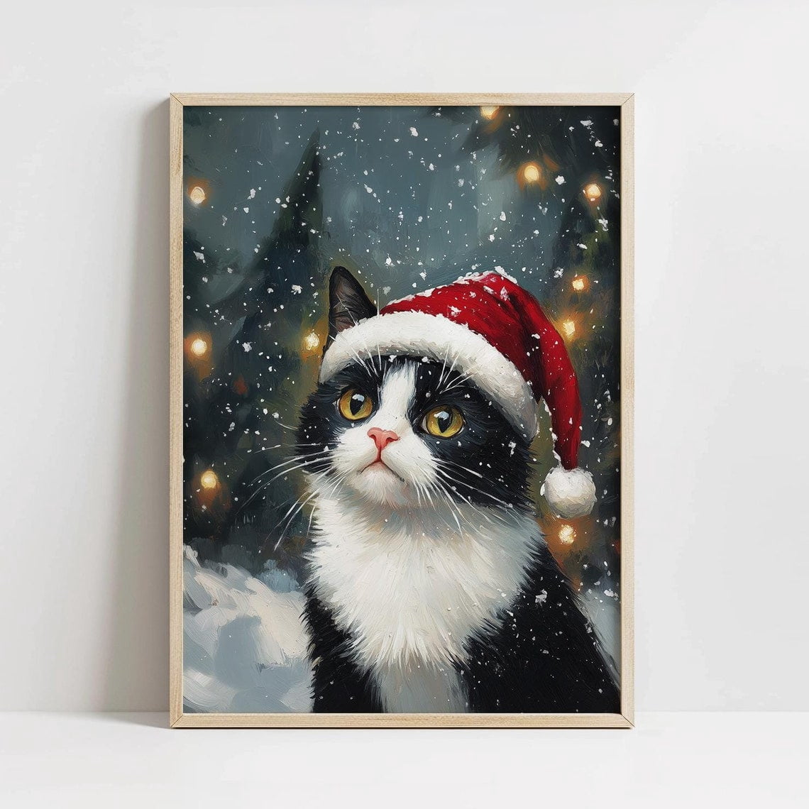 Miluva Cute Cat Wall Art, Holiday Cat Art, Traditional Prints ...