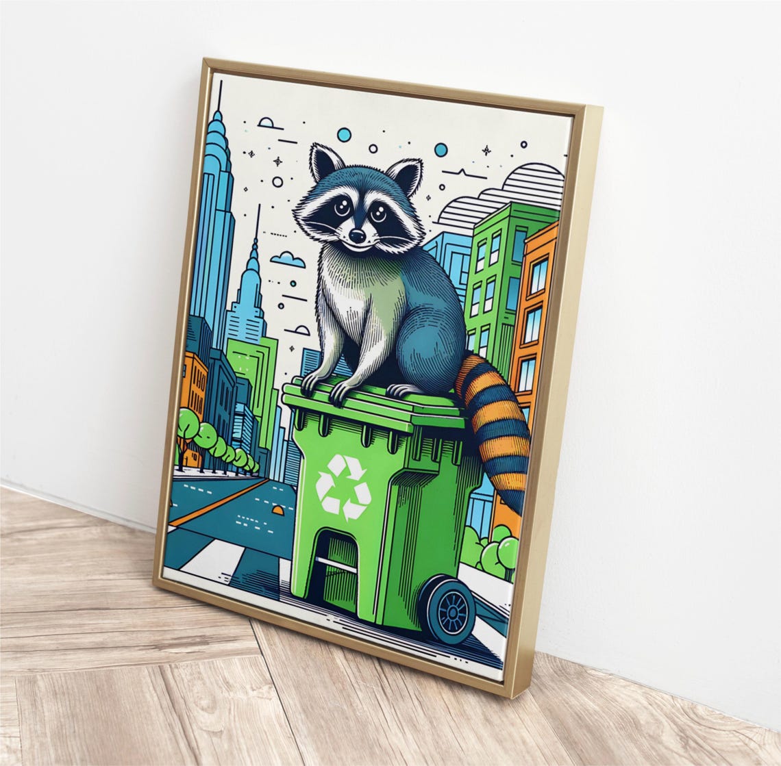 Miluva Cute City Art Print - Urban Wildlife - Quirky Animal Wall Decor ...