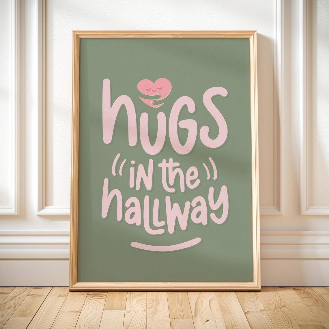Miluva Cute Entryway Decor Hugs In The Hallway Print Pink Green Home ...