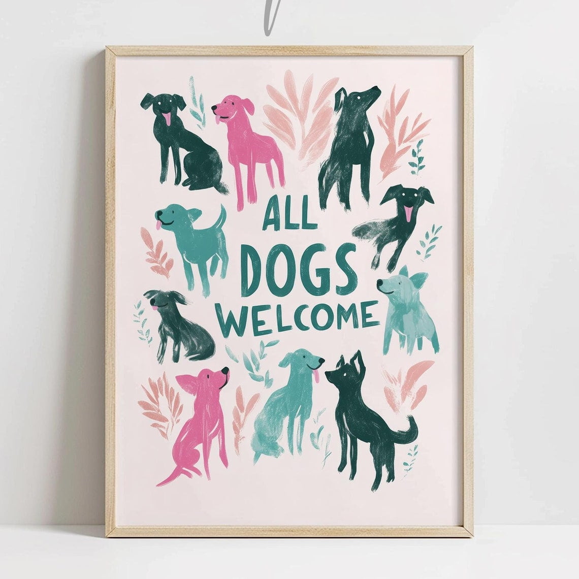 Miluva Cute Retro Dogs Entryway Wall Art, Printable Welcome Sign, All ...